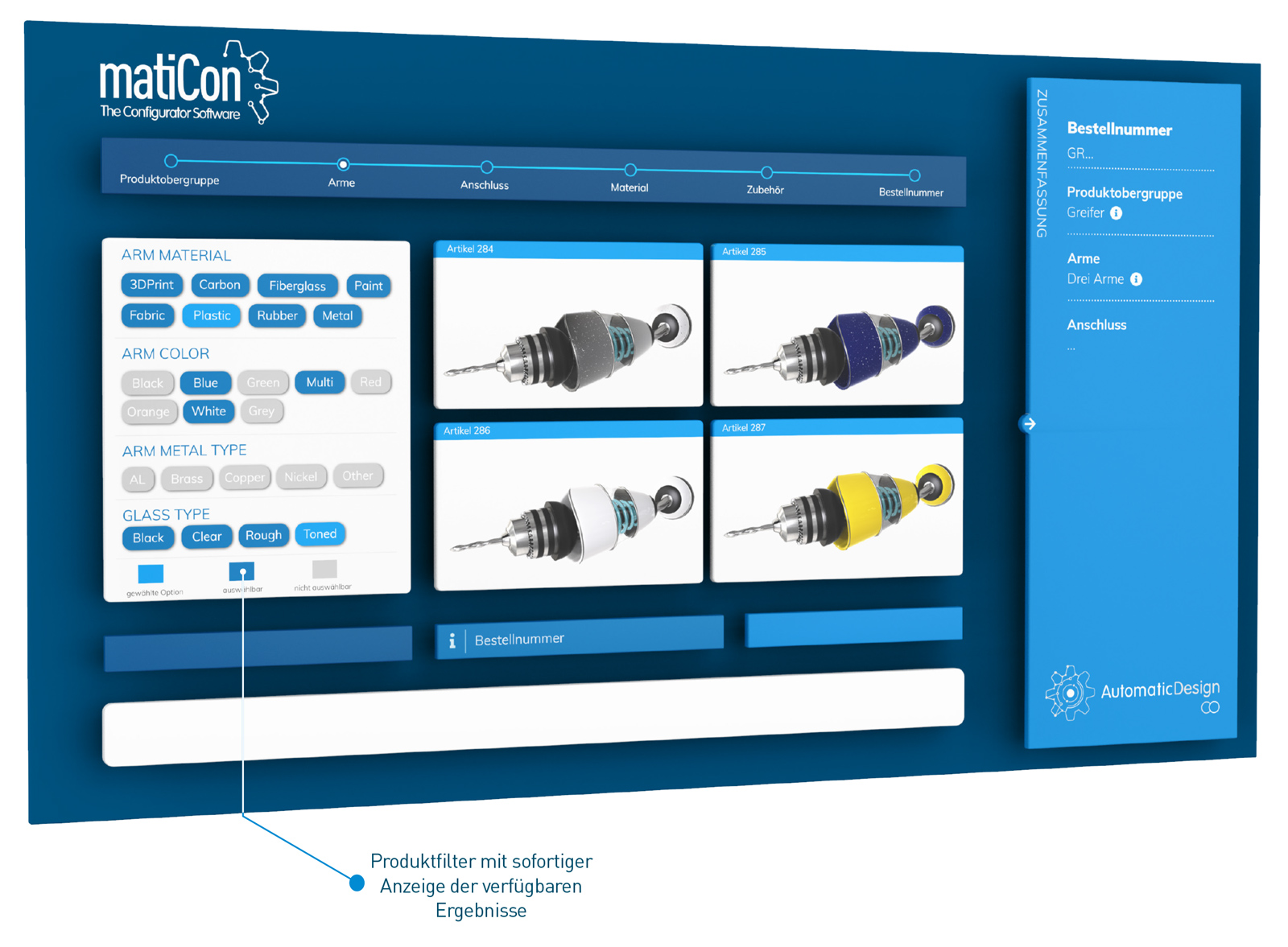 Filter, Anzeige, Auswahl